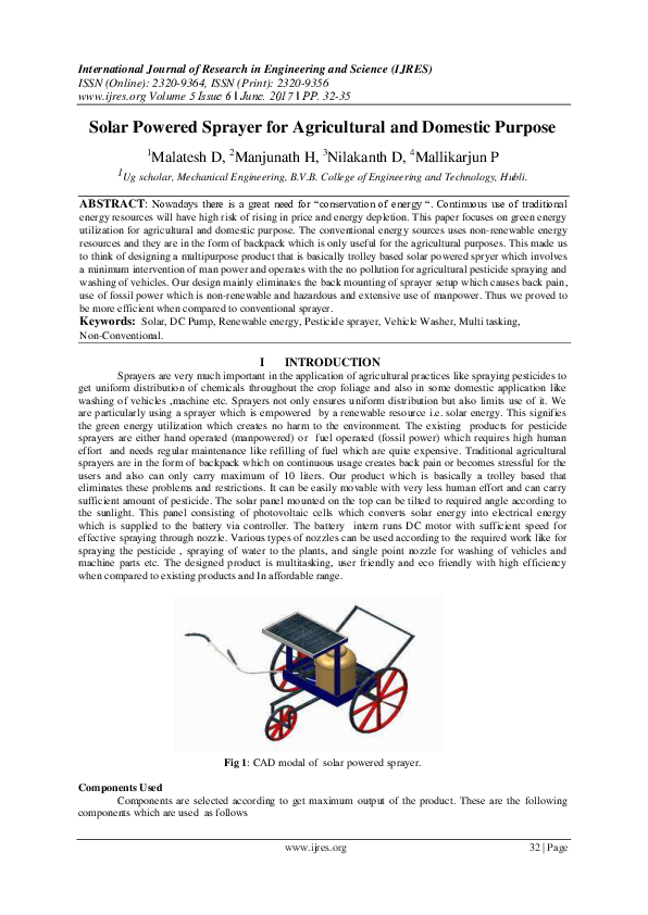 (PDF) Solar Powered Sprayer for Agricultural and Domestic Purpose