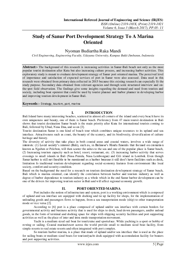 (PDF) Study of Sanur Port Development Strategy To A Marina Oriented