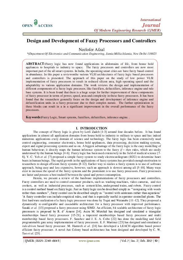Pdf Design And Development Of Fuzzy Processors And Controllers