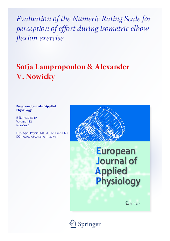 (PDF) Evaluation of the Numeric Rating Scale for perception of effort ...