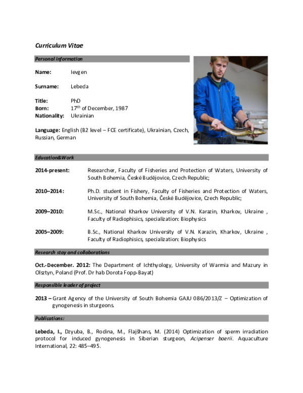 (PDF) Curriculum Vitae Personal information