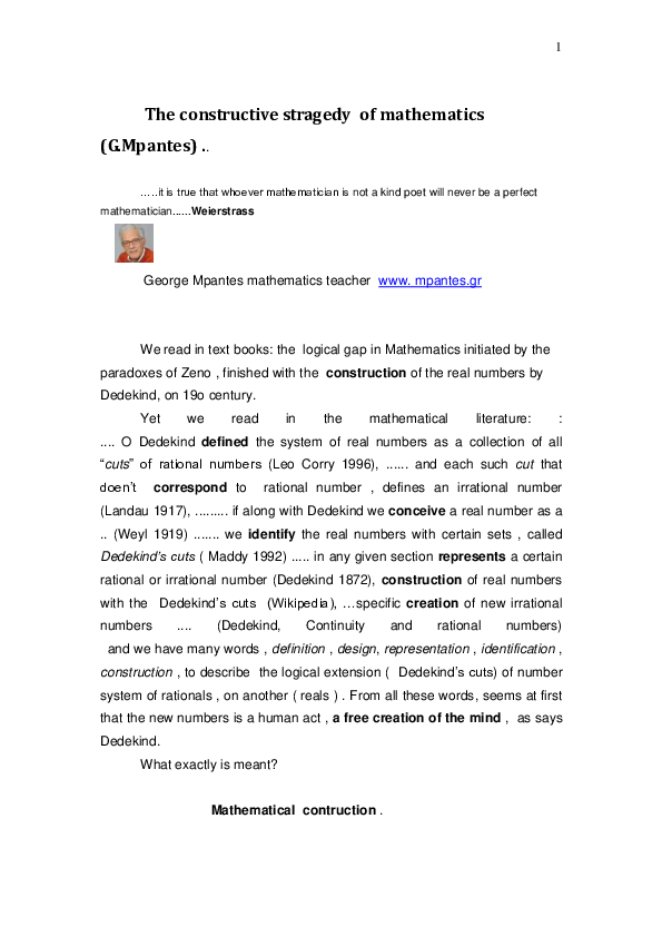 (PDF) the constructive strategy of Mathematics