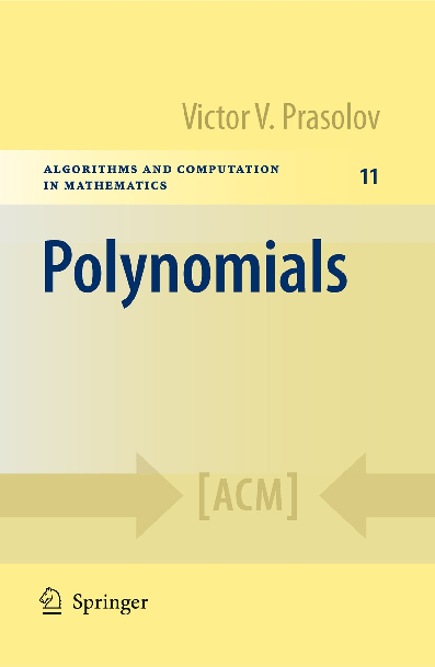 Pdf [victor V Prasolov] Polynomials Algorithms And C