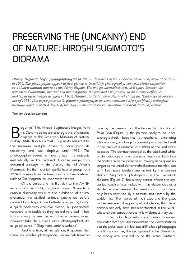 (PDF) Preserving the (Uncanny) End of Nature: Hiroshi Sugimoto's Diorama