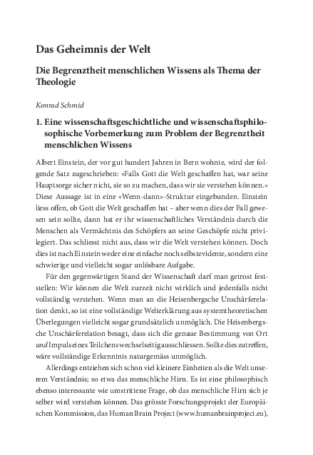 (PDF) Das Geheimnis der Welt. Die Begrenztheit menschlichen Wissens als ...