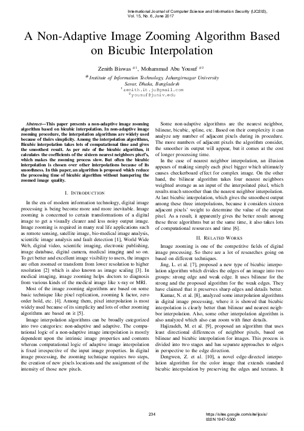 (PDF) A Non-Adaptive Image Zooming Algorithm Based on Bicubic Interpolation