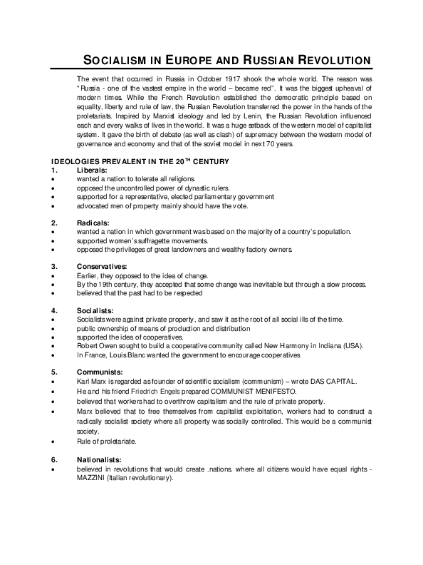 (PDF) SOCIALISM IN EUROPE AND RUSSIAN REVOLUTION