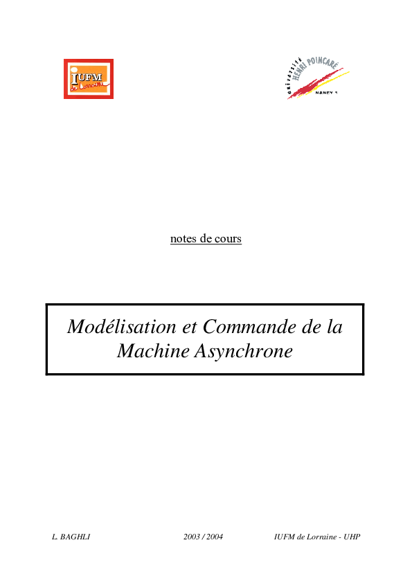 (PDF) Plan Modélisation et Commande de la Machine Asynchrone