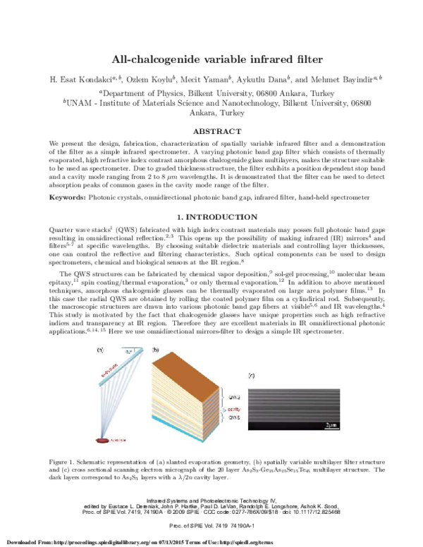 (PDF) All-chalcogenide variable infrared filter | H. Esat Kondakci ...
