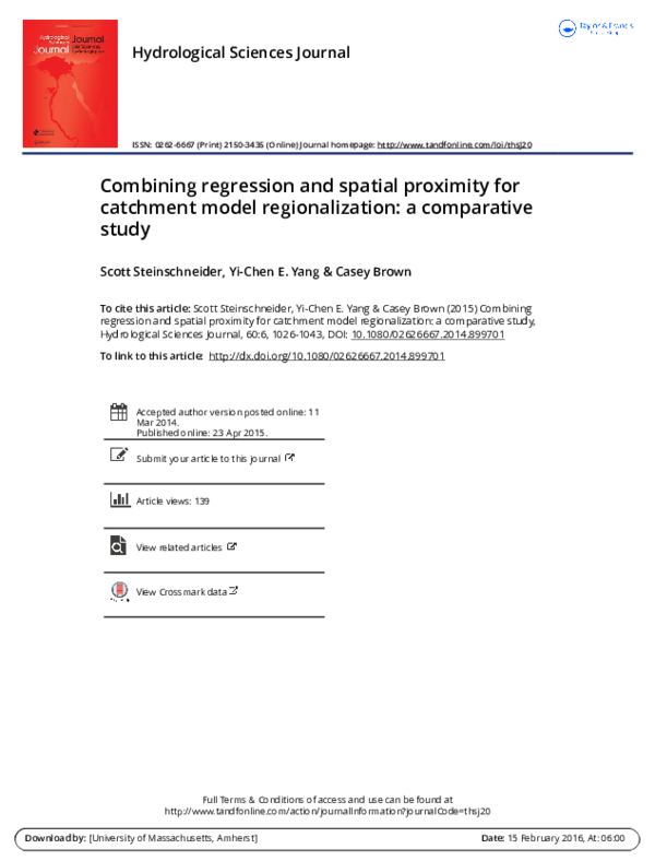 (PDF) Combining regression and spatial proximity for catchment model regionalization: a ...