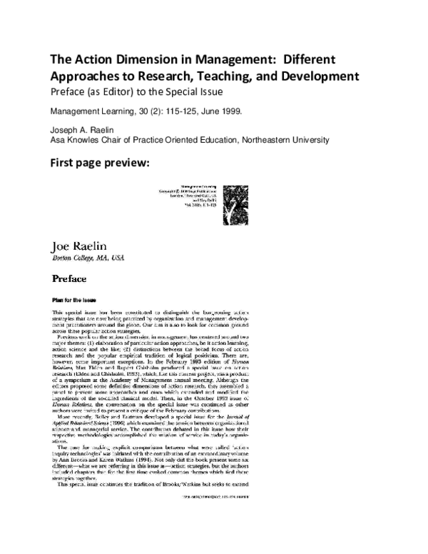 (PDF) The Action Dimension in Management: Different Approaches to ...