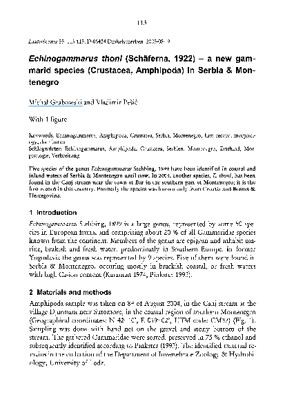 (PDF) Echinogammarus thoni (Schaferna, 1922) - a new gammarid species ...