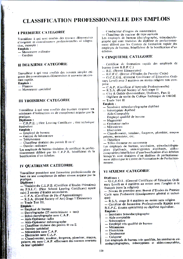 (PDF) Classification professionnelle des emplois