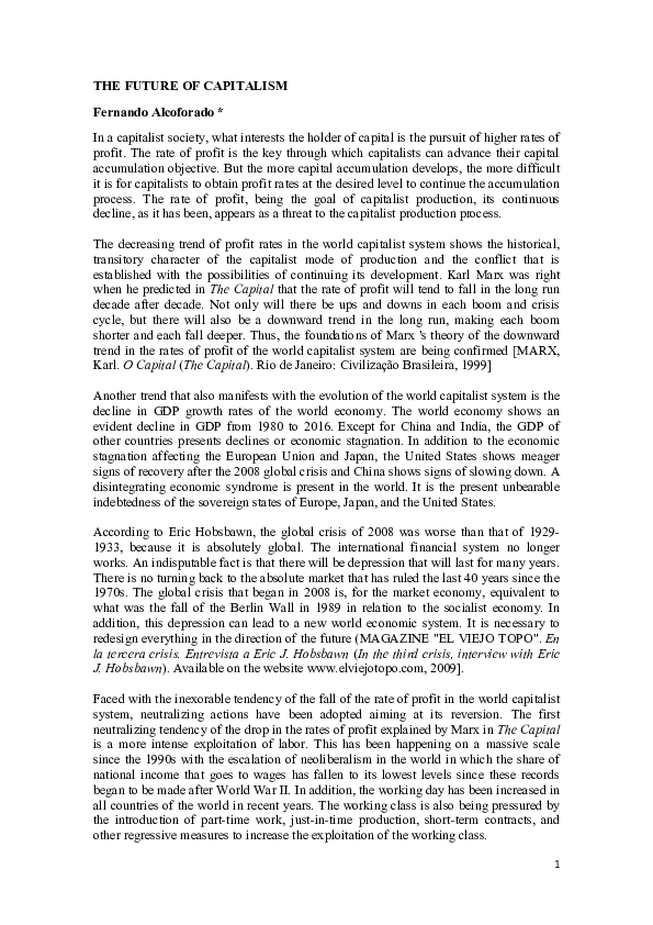 (PDF) THE FUTURE OF CAPITALISM