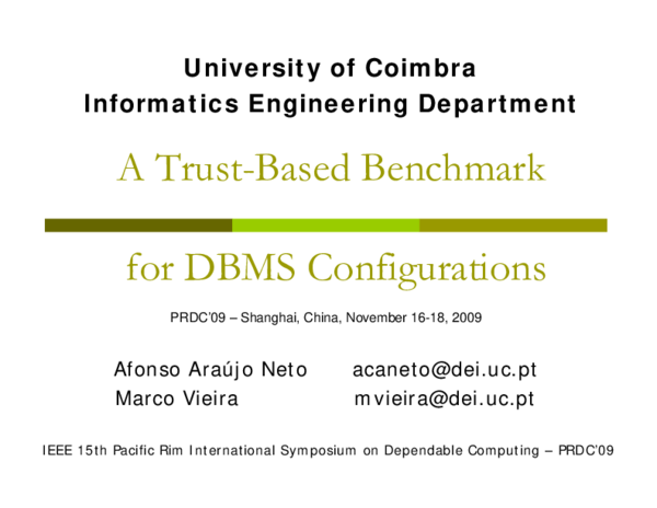 (PDF) A Trust-Based Benchmark for DBMS Configurations