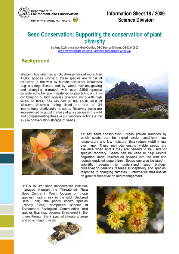 (PDF) Seed conservation: supporting the conservation of plant diversity ...