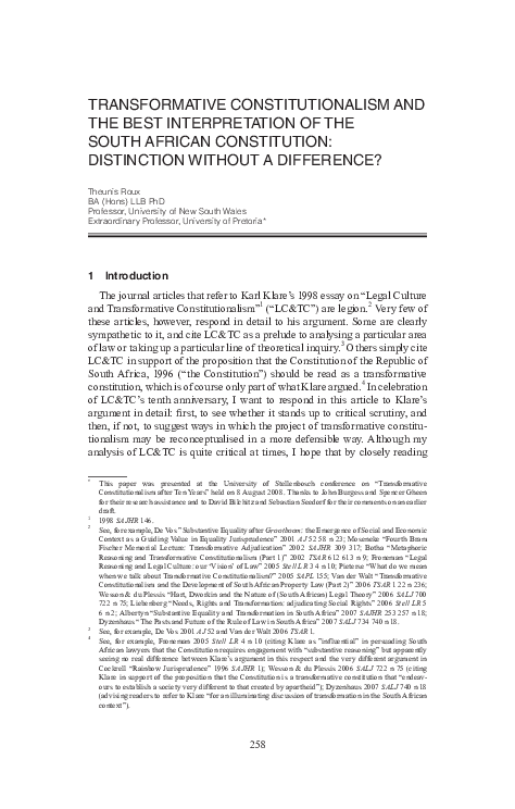 (PDF) Transformative Constitutionalism and the Best Interpretation of ...