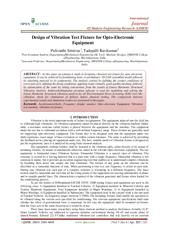(PDF) Design of Vibration Test Fixture for Opto-Electronic Equipment