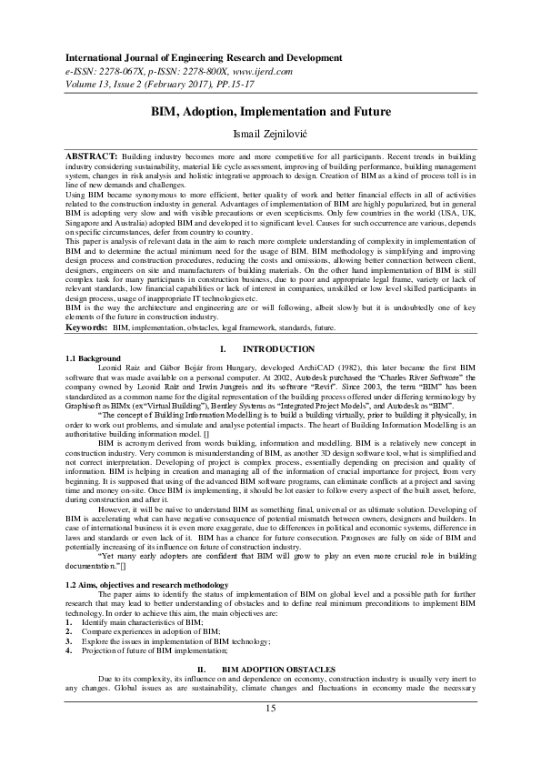 (PDF) BIM, Adoption, Implementation and Future