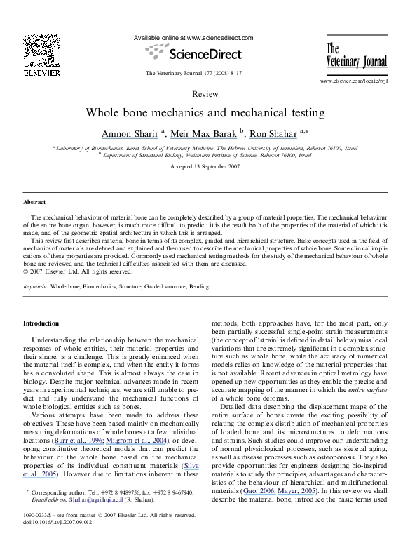 (PDF) Whole bone mechanics and mechanical testing