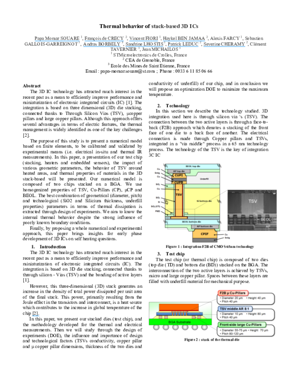 (PDF) Thermal behavior of stack-based 3D ICs
