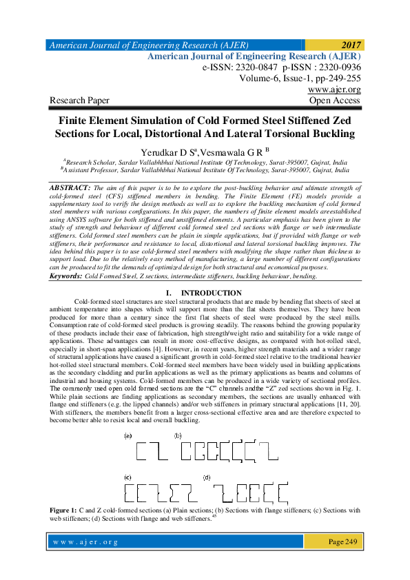 (PDF) Finite Element Simulation of Cold Formed Steel Stiffened Zed ...