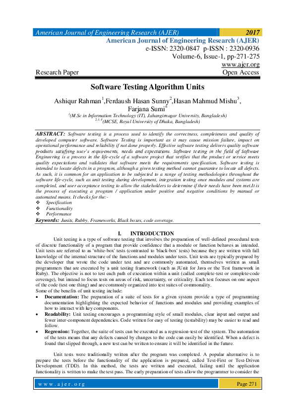 (PDF) Software Testing Algorithm Units