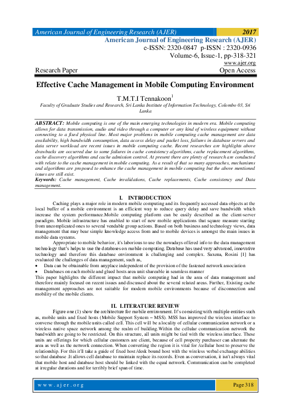 (PDF) Effective Cache Management in Mobile Computing Environment