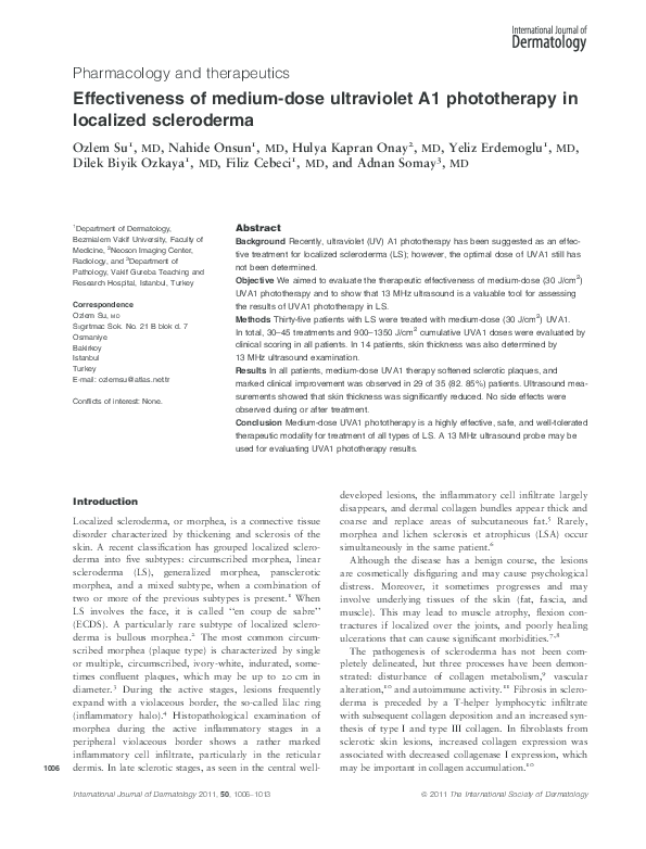 (PDF) Effectiveness of medium-dose ultraviolet A1 phototherapy in ...