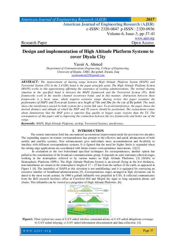 (PDF) Design and implementation of High Altitude Platform Systems to ...