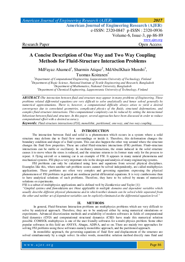 Pdf A Concise Description Of One Way And Two Way Coupling Methods For