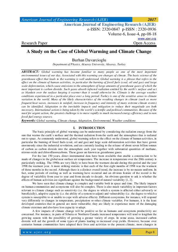 (PDF) A Study on the Case of Global Warming and Climate Change