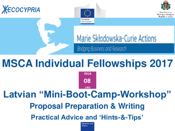 (PDF) "Mini-Boot-Camp-Workshop" Proposal Preparation & Writing MSCA ...