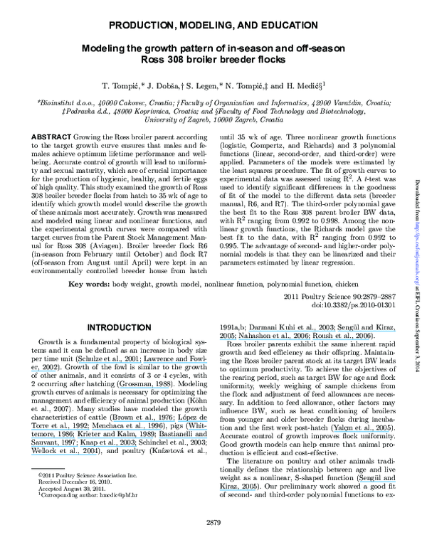 (PDF) Modeling the growth pattern of in-season and off-season Ross 308 ...