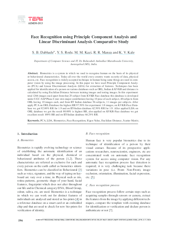 (PDF) Face Recognition using PCA and LDA Comparative Study (PDF) Face Recognition using PCA and LDA Comparative Study