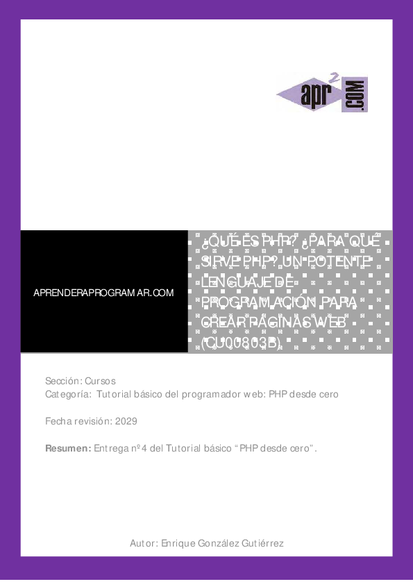 (PDF) Qué es PHP? ¿Para qué sirve PHP? Potente lenguaje de programación