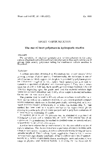(PDF) The use of inert polymers in hydroponic studies