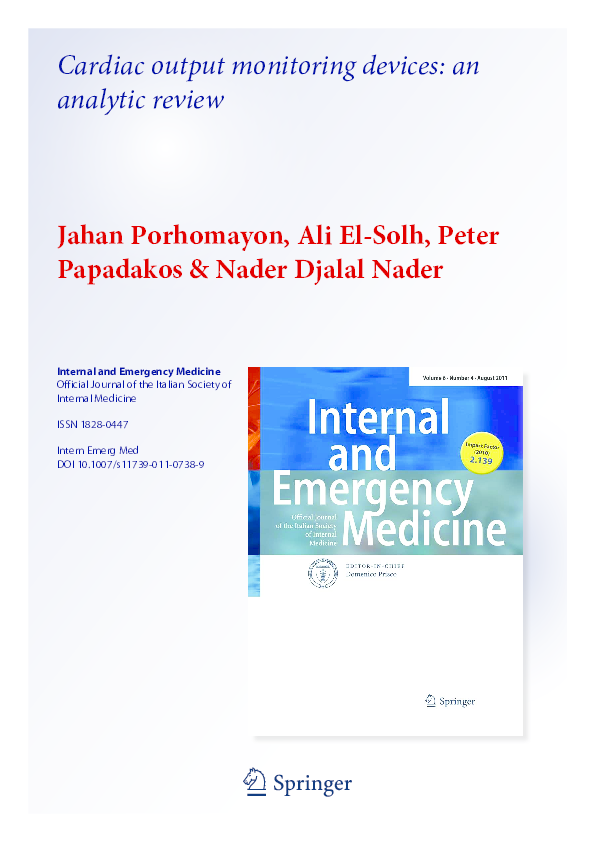 (PDF) Cardiac output monitoring devices: an analytic review