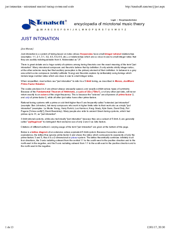 (PDF) JUST INTONATION