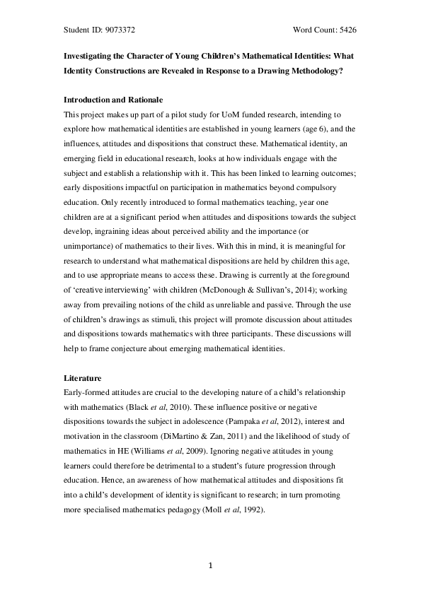 (DOC) Investigating the Character of Young Children’s Mathematical ...