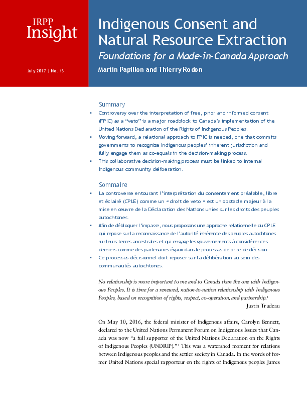 (PDF) Indigenous Consent and Natural Resource Extraction: Foundations ...