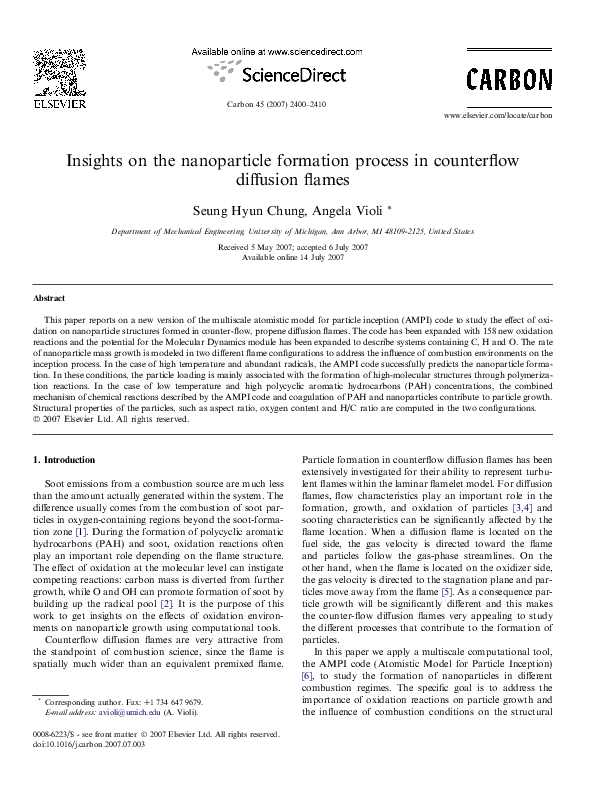(PDF) Insights on the nanoparticle formation process in counterflow ...