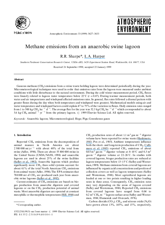 (PDF) Methane emissions from an anaerobic swine lagoon