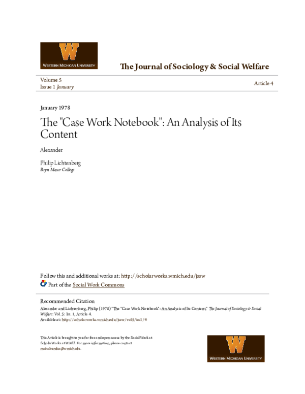 (PDF) The "Case Work Notebook": An Analysis of Its Content
