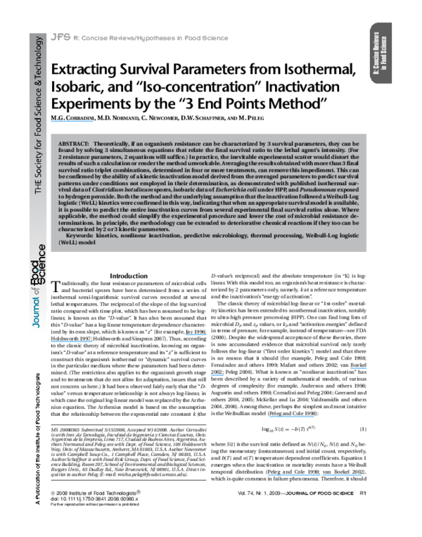 Pdf Extracting Survival Parameters From Isothermal Isobaric And Iso Concentration