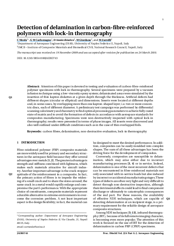 (PDF) Detection of delamination in carbon-fibre-reinforced polymers ...