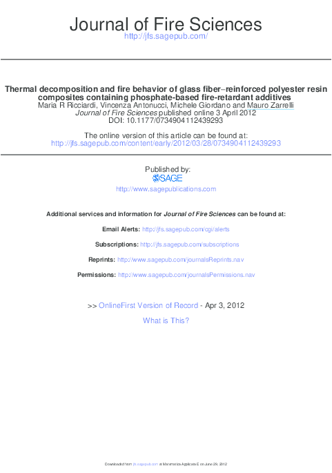 (PDF) Thermal decomposition and fire behavior of glass fiber-reinforced ...