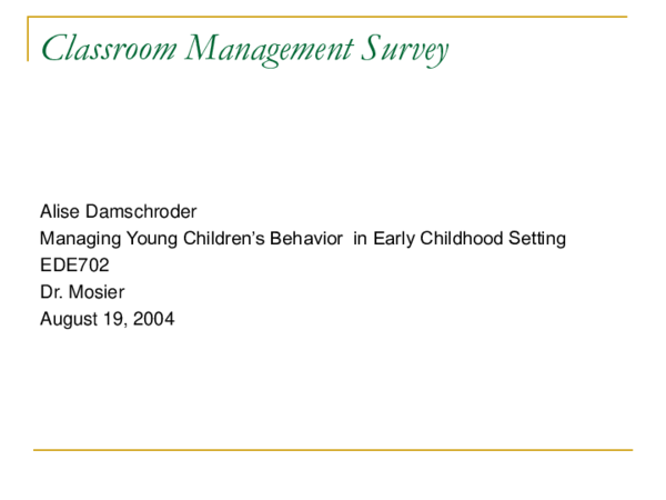 (PPT) Classroom Management Survey