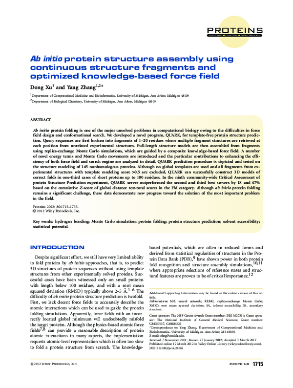 Pdf Ab Initio Protein Structure Assembly Using Continuous Structure