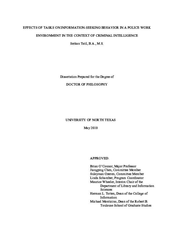 (PDF) Effects of tasks on information-seeking behavior in a police work ...